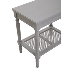 Classic Grey Side Table with Cane shelf