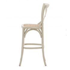 Pair Washed White Cross Back Bar Stool