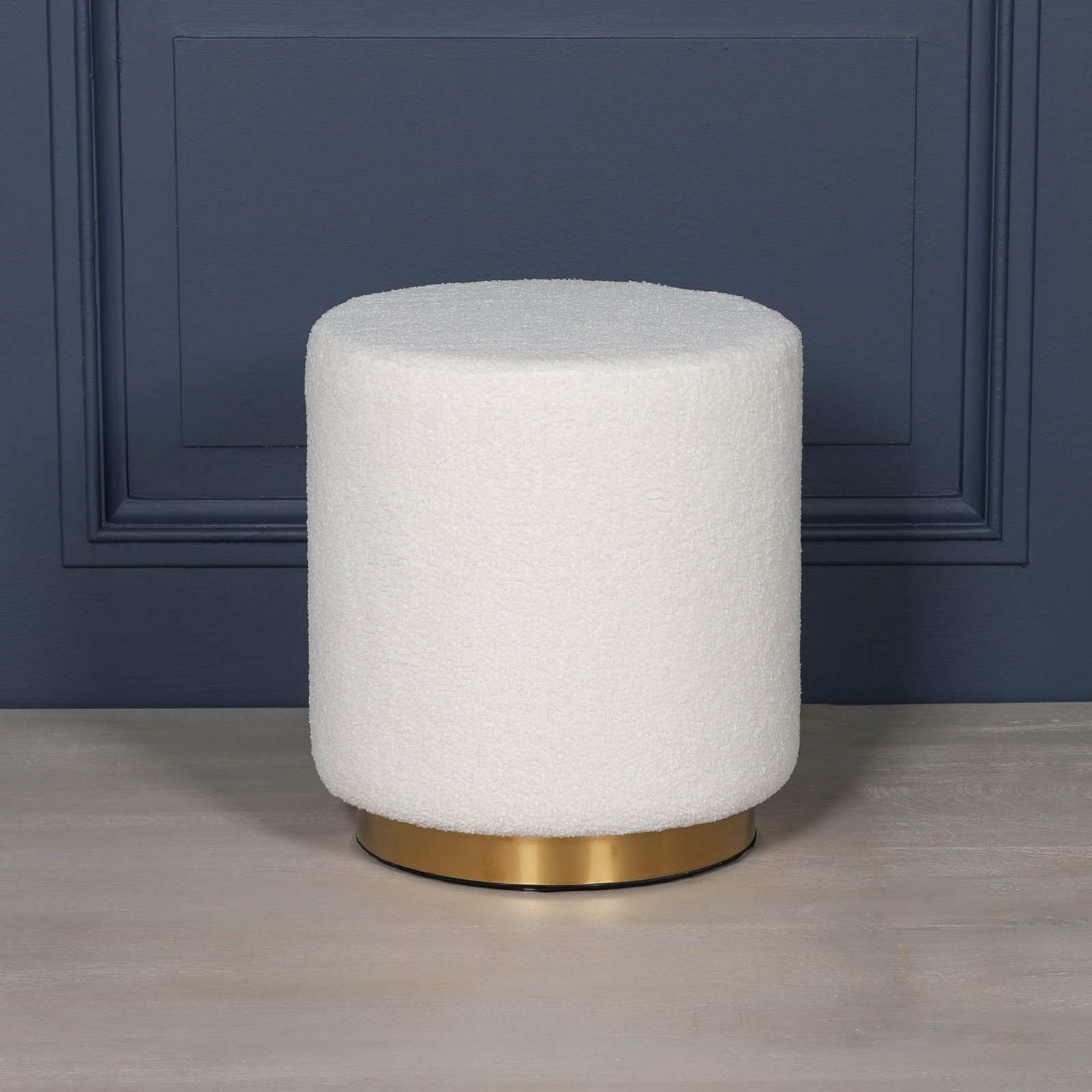 White Boucle and Gold Base stool